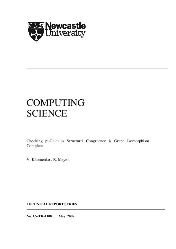 (PDF) Checking pi-Calculus Structural Congruence is Graph Isomorphism ...