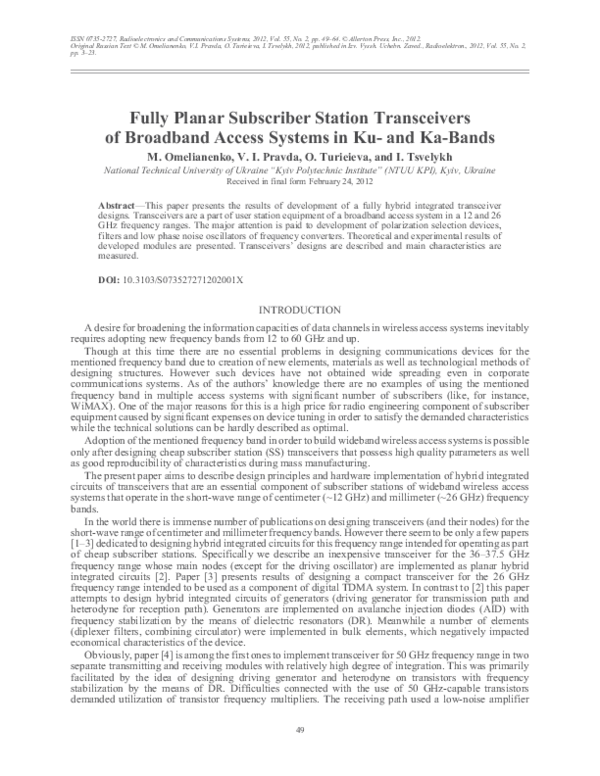 (PDF) Fully planar subscriber station transceivers of broadband access ...