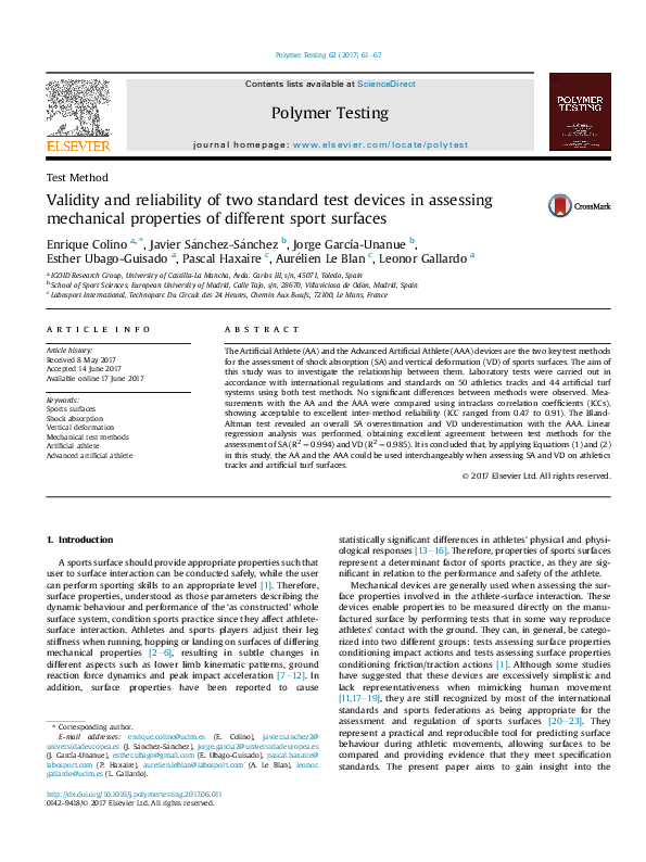 (PDF) Validity and reliability of two standard test devices in ...