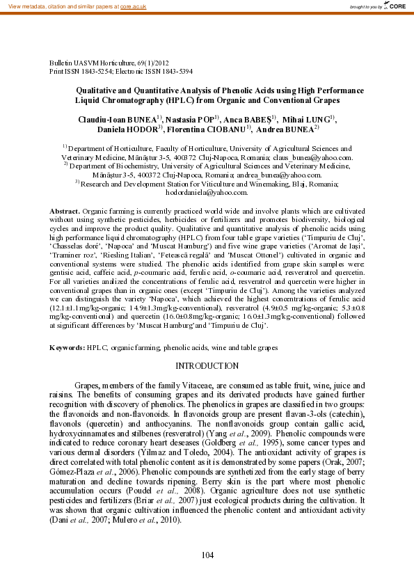 (PDF) Qualitative and quantitative analysis of phenolic acids using high performance liquid ...