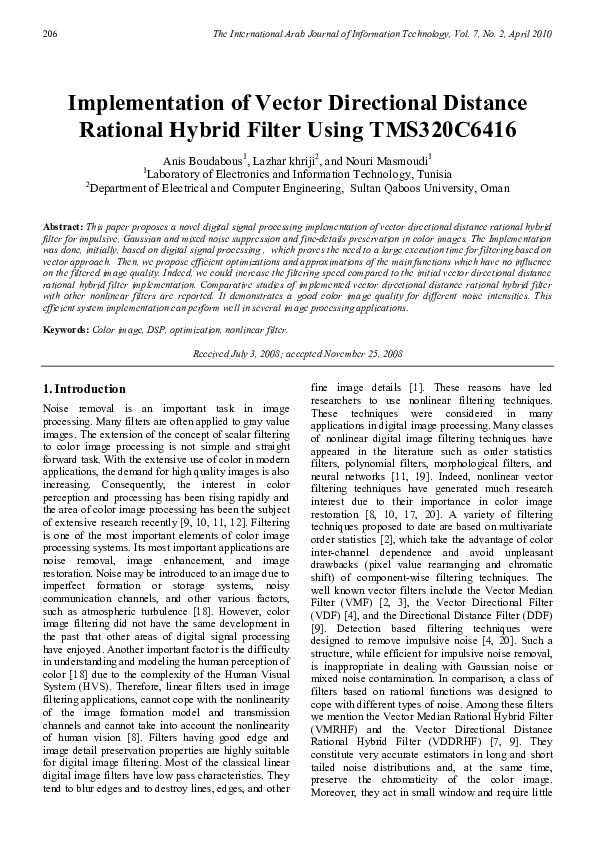 Pdf Fpga Implementation Of Vector Directional Distance Filter Anis Boudabous 