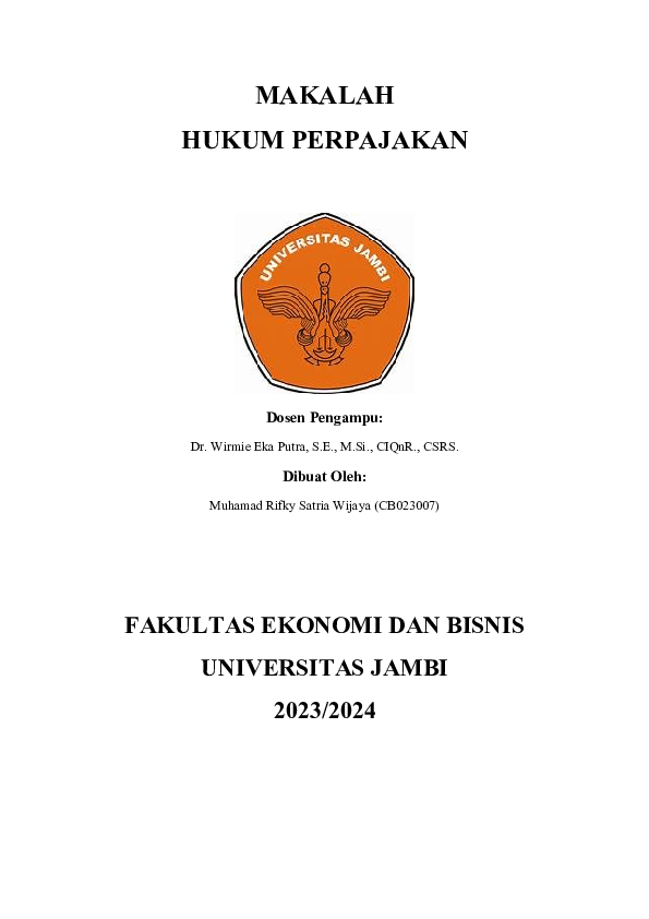 (DOC) HUKUM PERPAJAKAN (PENGERTIAN KUP, HAK DAN KEWAJIBAN WP DAN FISCUS ...