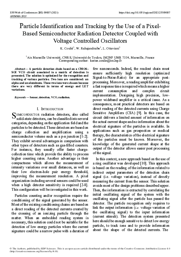 (PDF) Particle Identification and Tracking by the Use of a Pixel-Based Semiconductor Radiation ...