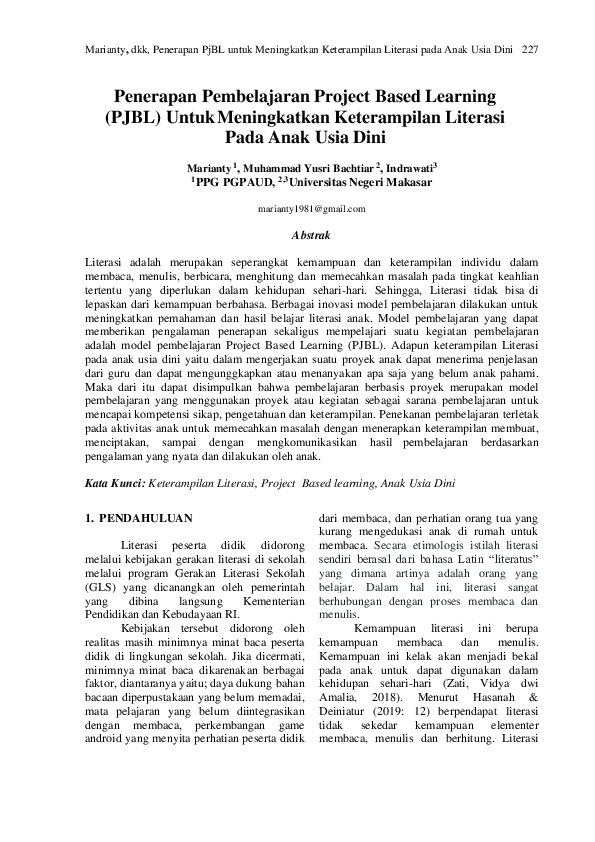 (PDF) Penerapan Pembelajaran Project Based Learning (PJBL) Untuk Meningkatkan Keterampilan ...