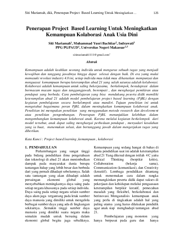 (PDF) Penerapan Project Based Learning Untuk Meningkatkan Kemampuan ...