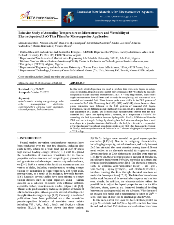 (PDF) Behavior Study of Annealing Temperature on Microstructure and Wettability of ...