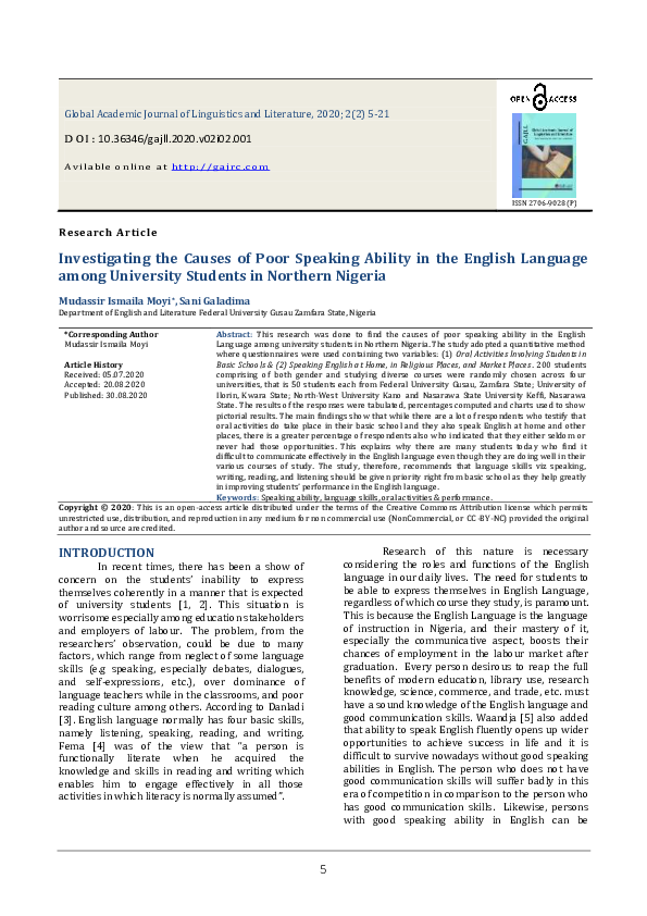 (PDF) Investigating the Causes of Poor Speaking Ability in the English ...