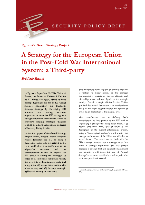(PDF) A strategy for the European Union in the Post-Cold War ...