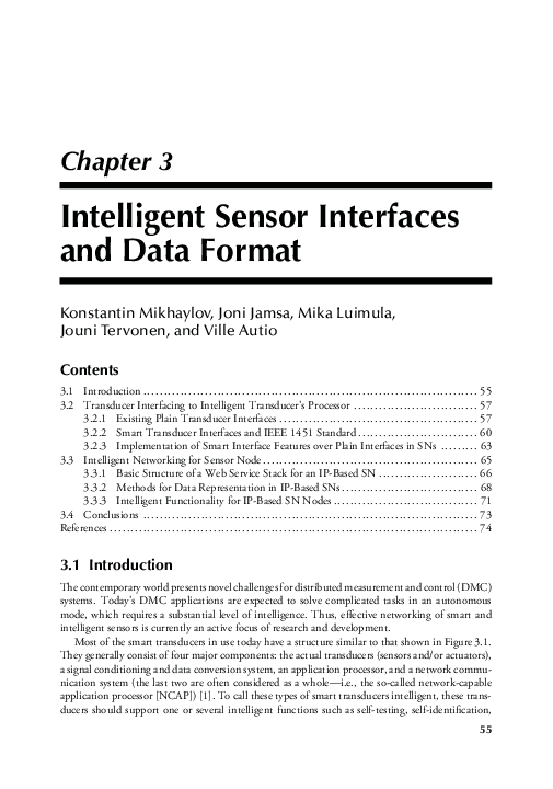 (PDF) Intelligent Sensor Interfaces and Data Format