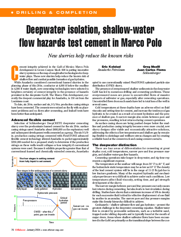 (PDF) Deepwater isolation, shallow-water flow hazards test cement in ...
