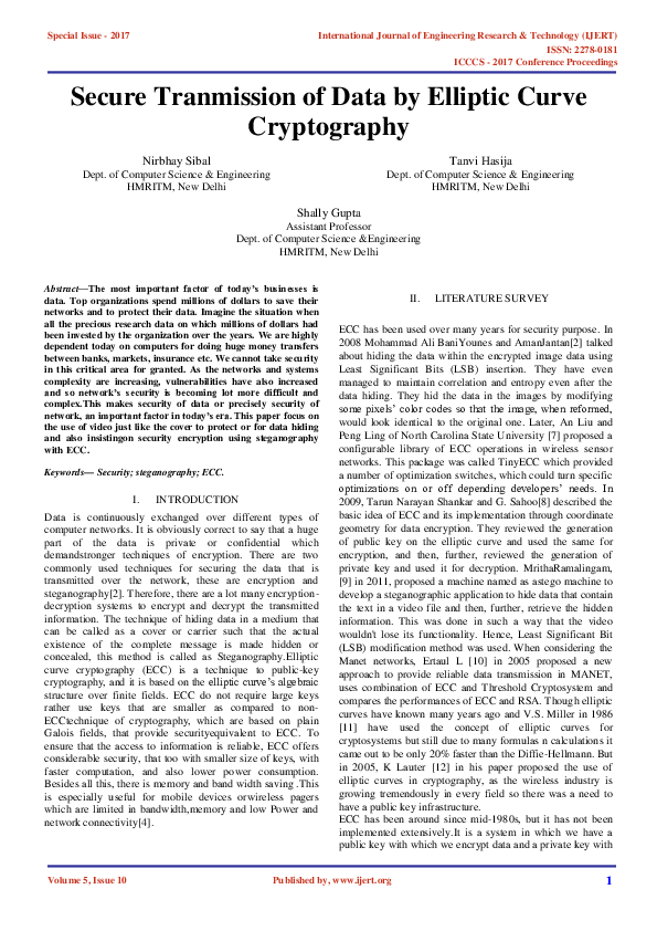 (PDF) Secure Tranmission of Data by Elliptic Curve Cryptography