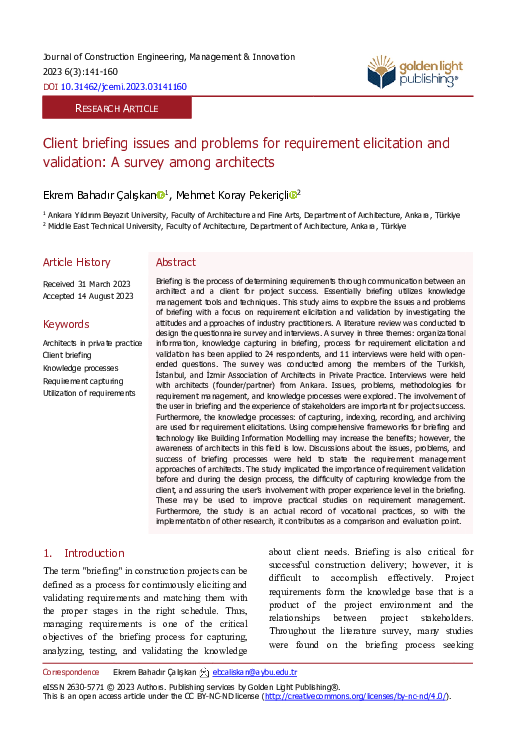 (PDF) Client briefing issues and problems for requirement elicitation ...