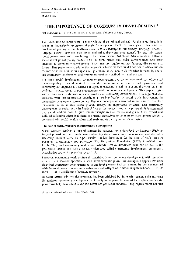 (PDF) The importance of community development