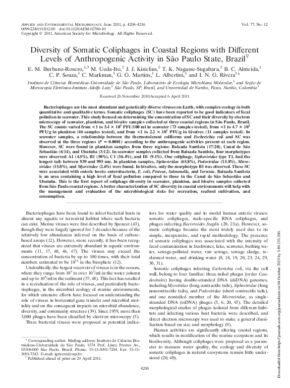 (PDF) Diversity of Somatic Coliphages in Coastal Regions with Different ...