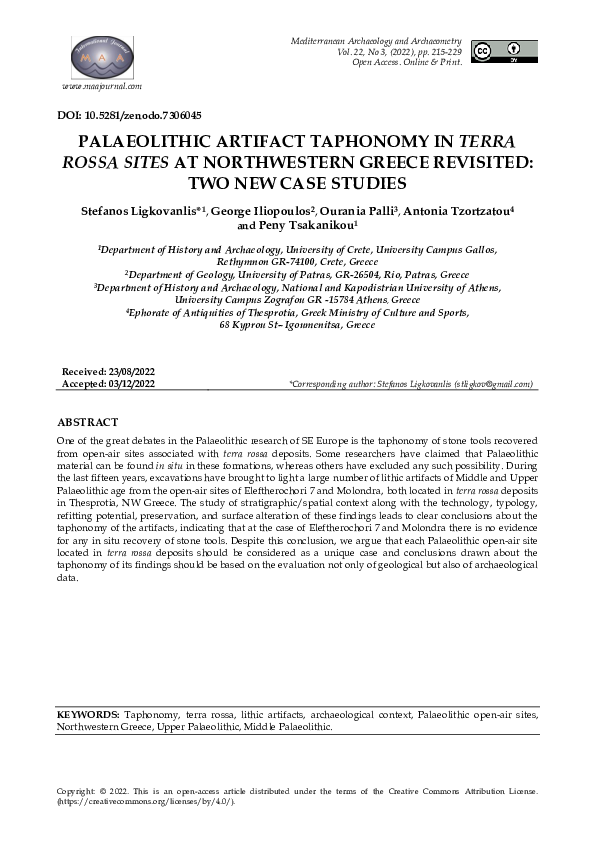 (PDF) Palaeolithic Artifact Taphonomy in Terra Rossa Sites at ...