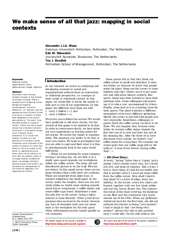 (PDF) We make sense of all that jazz: mapping in social contexts