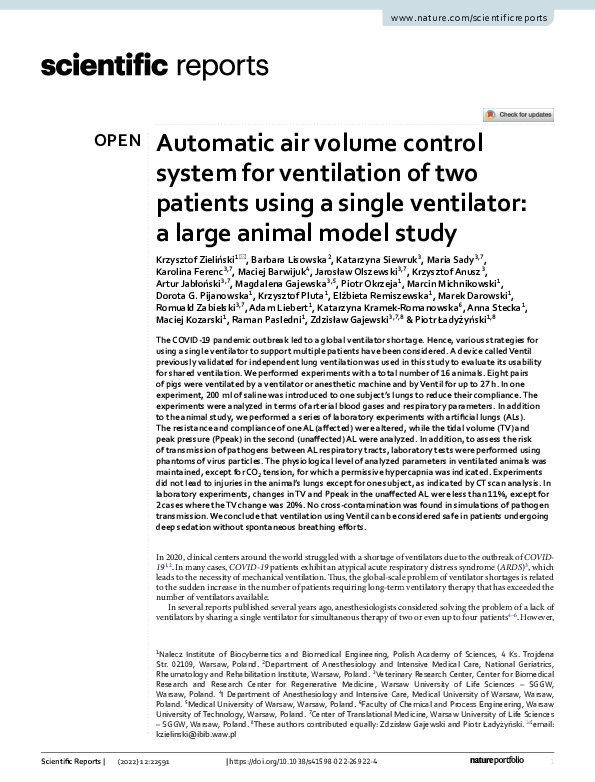 (PDF) Automatic air volume control system for ventilation of two ...