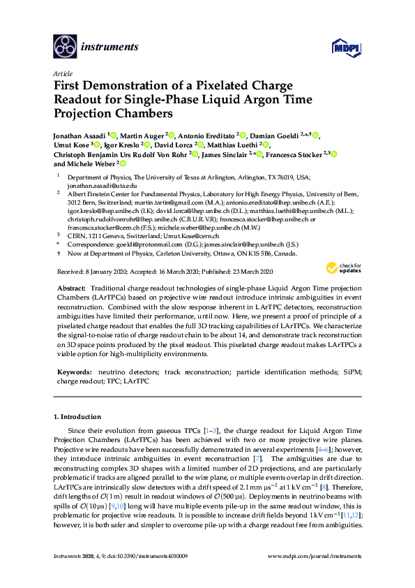 (PDF) First Demonstration of a Pixelated Charge Readout for Single ...