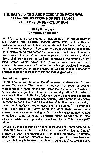 (PDF) The Native Sport and Recreation Program, 1972—1981: Patterns of ...