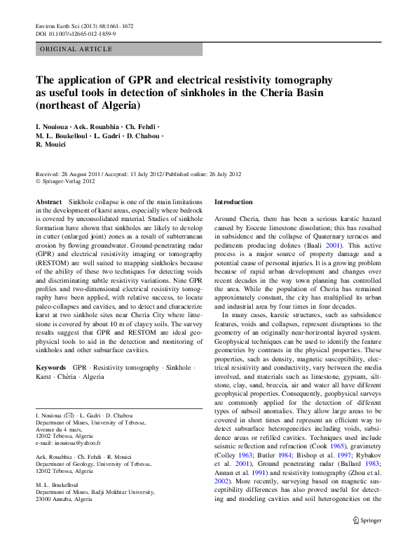 (PDF) The application of GPR and electrical resistivity tomography as ...