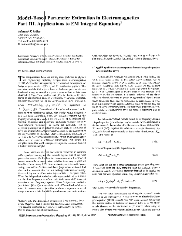 (PDF) Model-based parameter estimation in electromagnetics. II. Applications to EM observables ...
