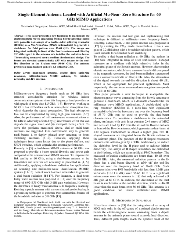 (PDF) Single-Element Antenna Loaded With Artificial Mu-Near-Zero ...