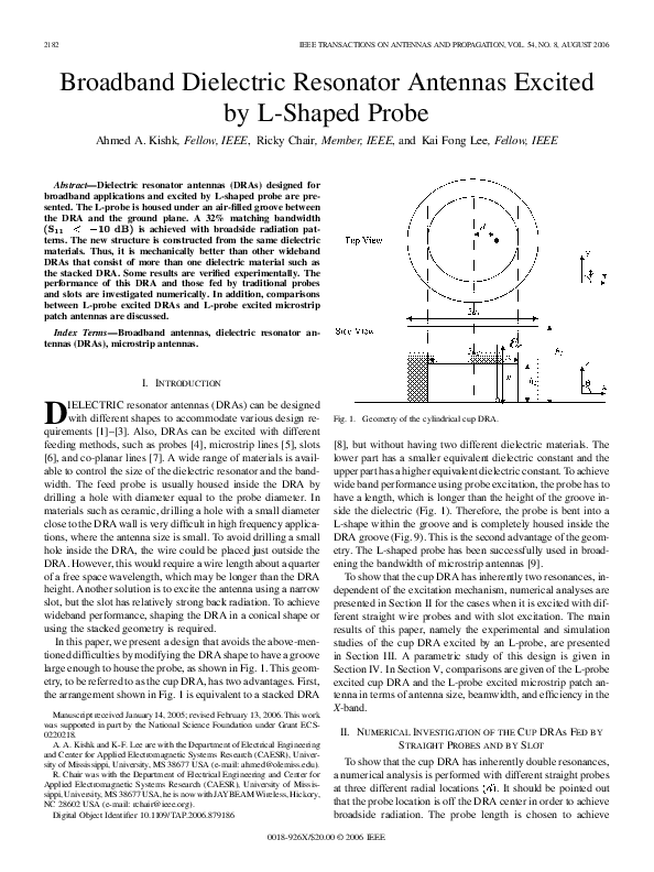(PDF) Broadband Dielectric Resonator Antennas Excited by L-Shaped Probe