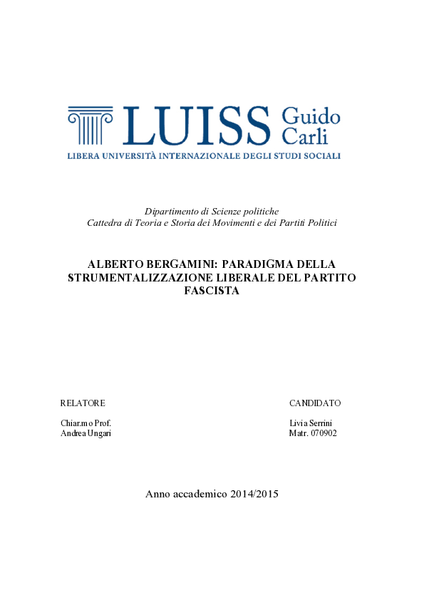 (PDF) Alberto Bergamini: paradigma della strumentalizzazione liberale ...