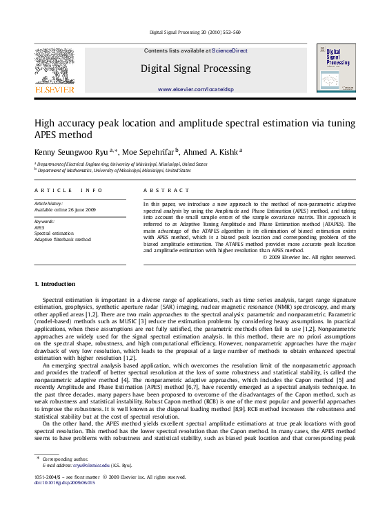 (PDF) High accuracy peak location and amplitude spectral estimation via ...