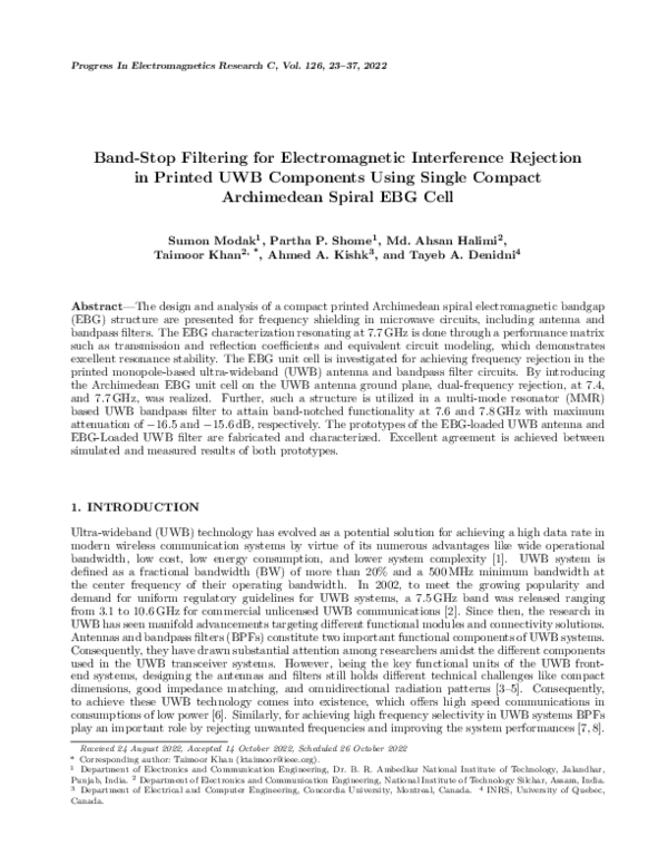 (PDF) Band-stop Filtering for Electromagnetic Interference Rejection in Printed UWB Components ...