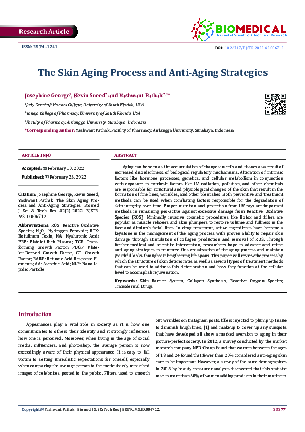(PDF) The Skin Aging Process and Anti-Aging Strategies