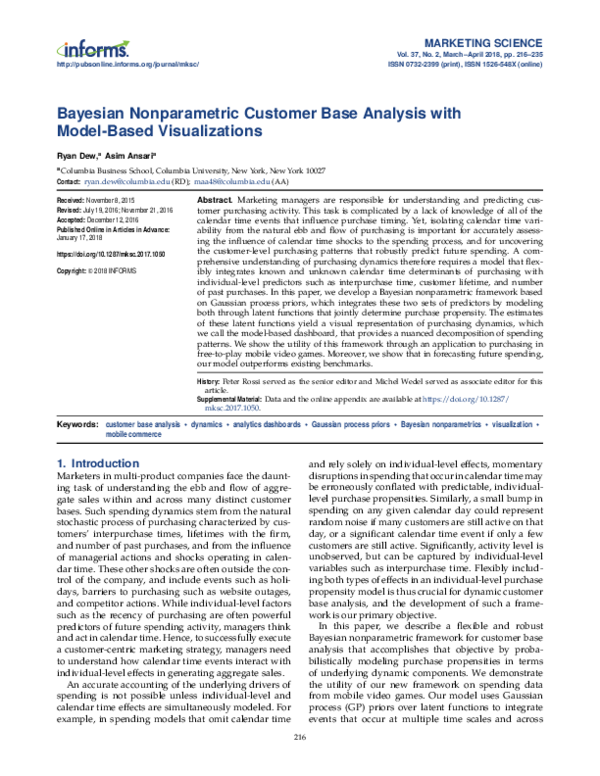 (PDF) Bayesian Nonparametric Customer Base Analysis with Model-Based Visualizations