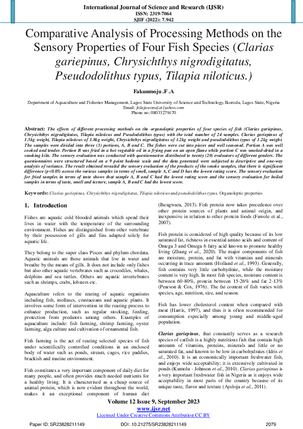 (PDF) Comparative Analysis of Processing Methods on the Sensory ...