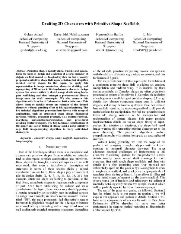 (PDF) Drafting 2D Characters with Primitive Shape Scaffolds | NGUYEN ...