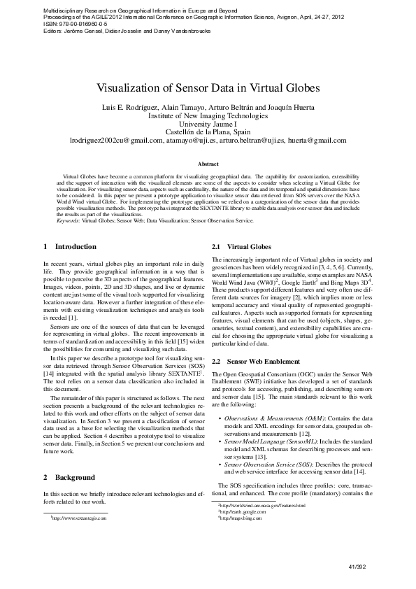 (PDF) Visualization of Sensor Data in Virtual Globes