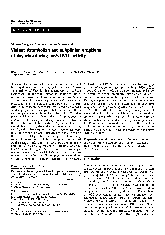 (PDF) Violent strombolian and subplinian eruptions at Vesuvius during ...