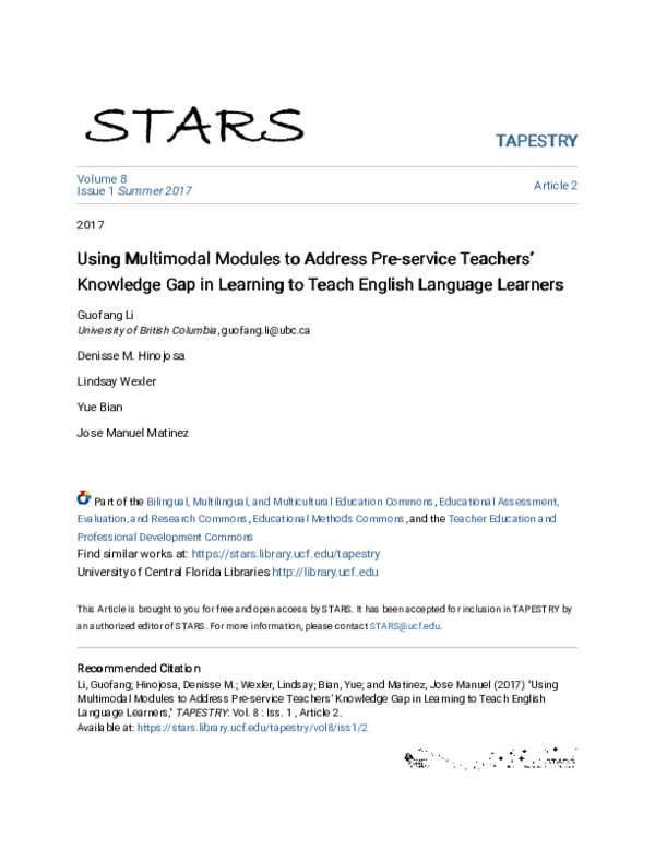 (PDF) Using Multimodal Modules to Address Pre-service Teachers ...