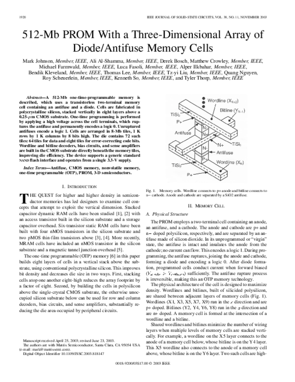 (PDF) 512-Mb PROM with a three-dimensional array of diode/antifuse memory cells