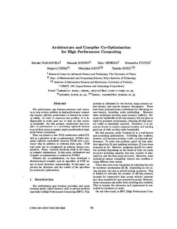 (PDF) Architecture and compiler co-optimization for high performance computing