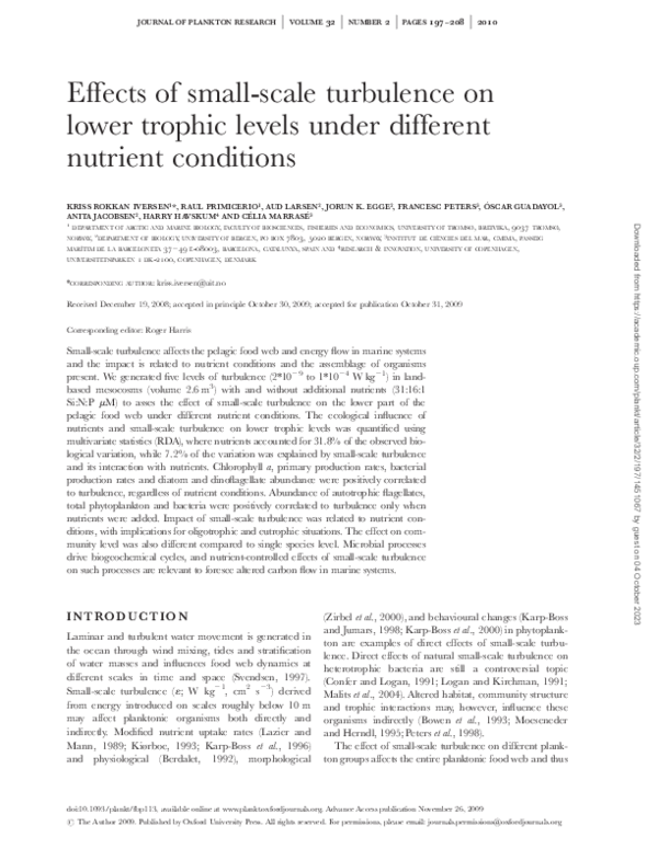 (PDF) Effects of small-scale turbulence on lower trophic levels under ...