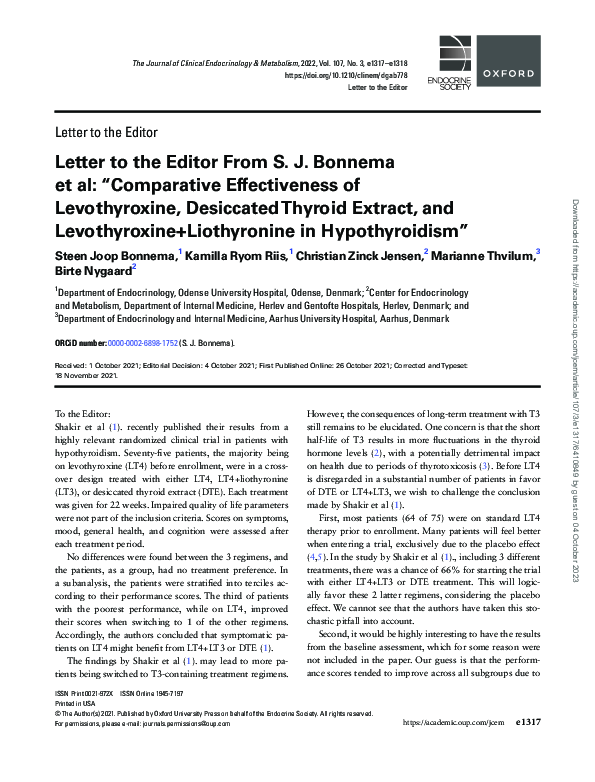 (PDF) Letter to the Editor From S.J. Bonnema et al: “Comparative ...