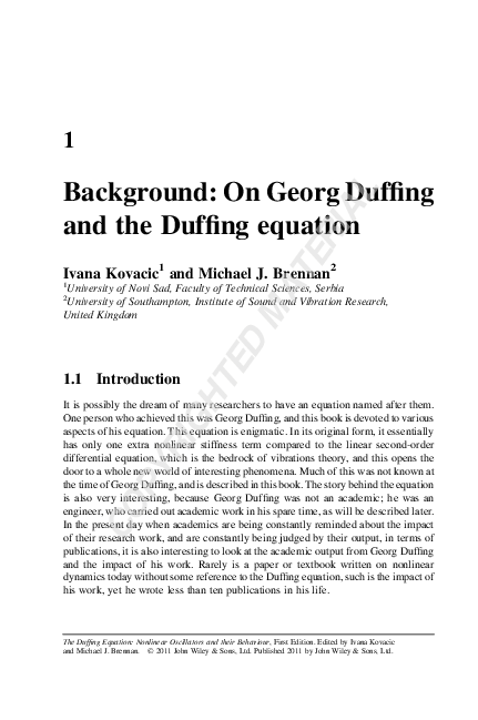 (PDF) Background: On Georg Duffing and the Duffing Equation