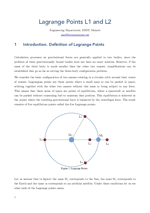 (PDF) Lagrange Points L1 and L2