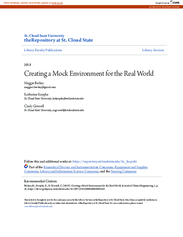 (PDF) Creating a Mock Environment for the Real World