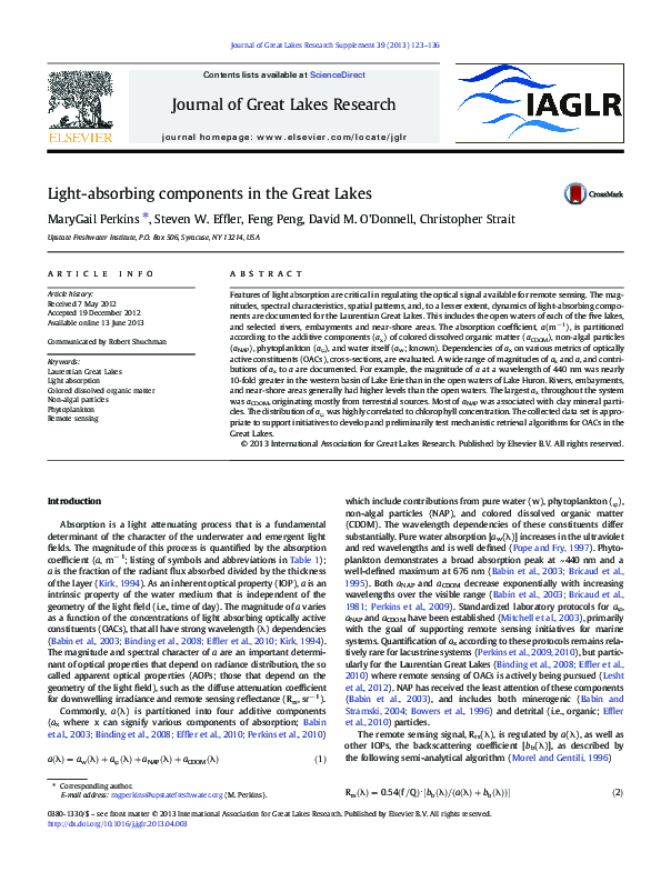 (PDF) Light-absorbing components in the Great Lakes