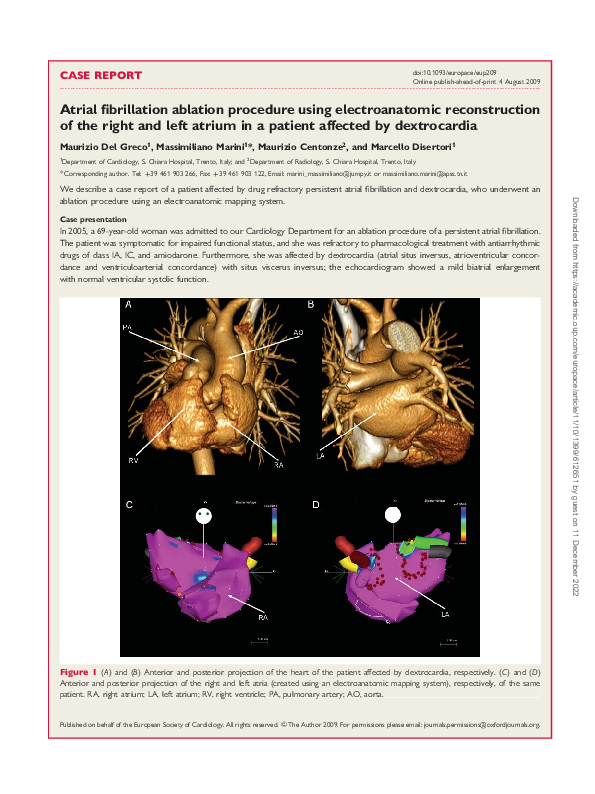 (PDF) Atrial fibrillation ablation procedure using electroanatomic reconstruction of the right ...