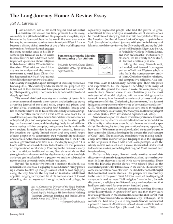 (PDF) The Long Journey Home: A Review Essay | Joel Carpenter - Academia.edu