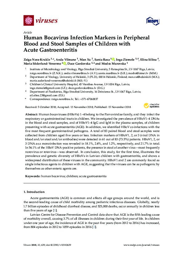 (PDF) Human Bocavirus Infection Markers in Peripheral Blood and Stool ...