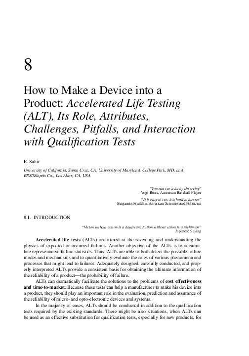 (PDF) How to Make a Device into a Product: Accelerated Life Testing ...