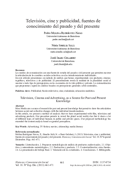 (PDF) Television, Cinema and Advertising, as a Source for Past and ...